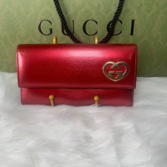 Gucci | Bags | Ultra Rare And Stunning Gucci Lovely Hearts Metallic Red ...